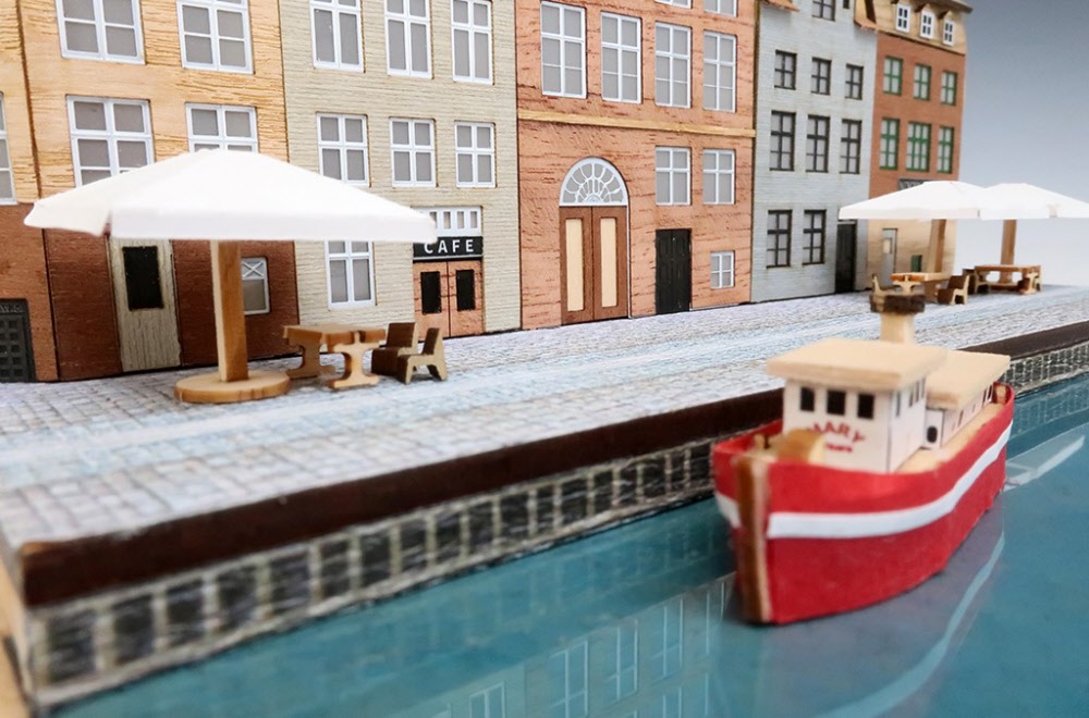 "STREETS of EUROPE / DANMARK - Kopenhagen" Wooden Model Kit, by Woody JOE