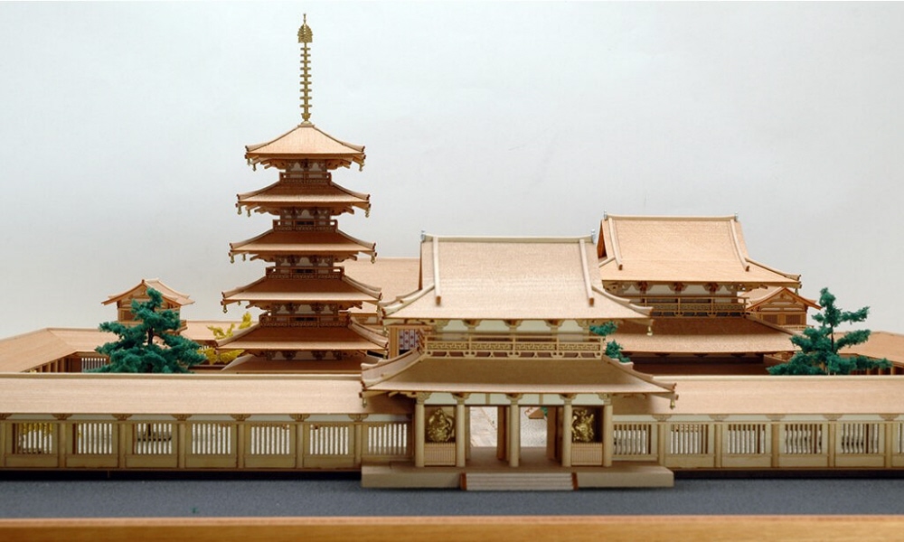 Horyu-ji Temple / Full view model, Wooden Japanese Temple Model Kits ...