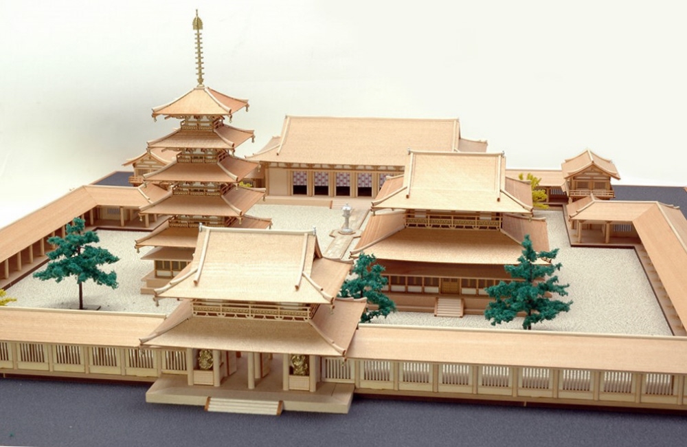 Horyu-ji Temple / Full view model, Wooden Japanese Temple Model Kits ...
