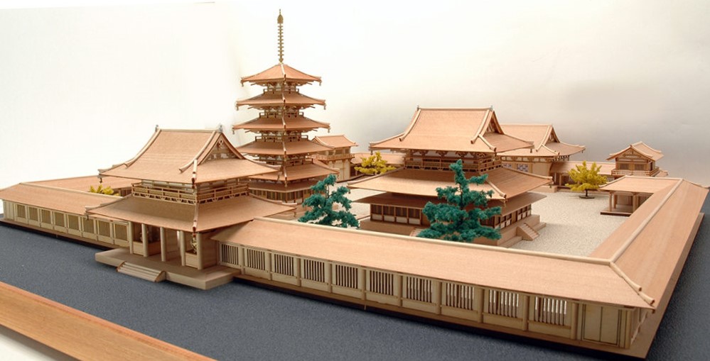 Horyu-ji Temple / Full view model, Wooden Japanese Temple Model Kits ...