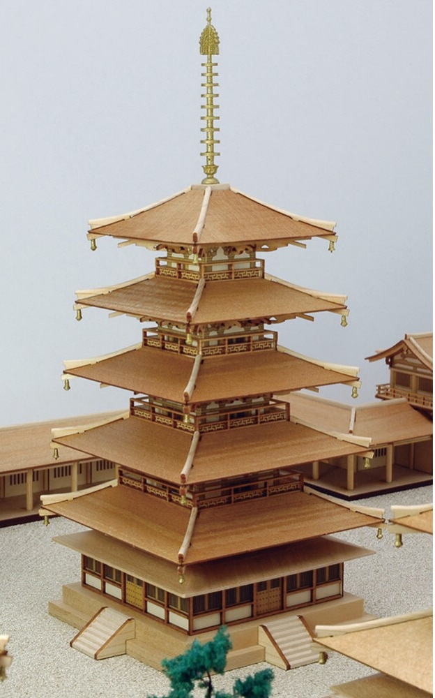 Horyu-ji Temple / Full view model, Wooden Japanese Temple Model Kits ...